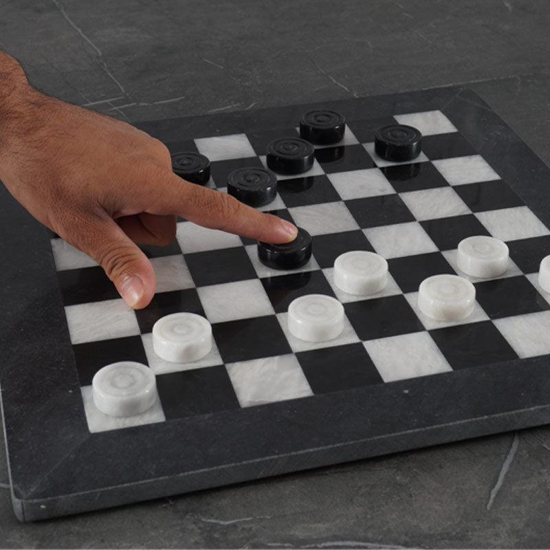 15 Inches Checkers Set (Black & White) – Marbly Pakistan