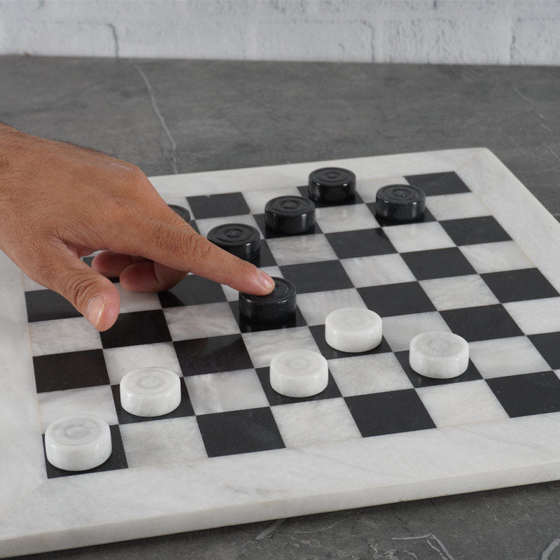 15 Inches Checkers Set (White & Black) – Marbly Pakistan