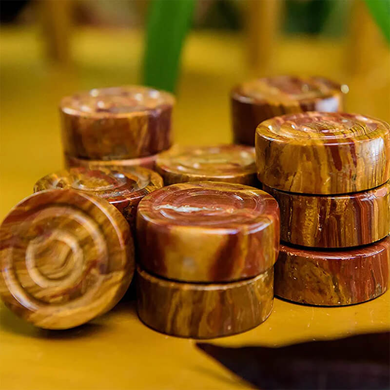 Checkers Figures - Red & Coral