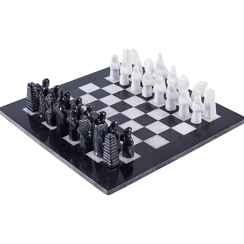 15" Signature Chess Set Black & White – Marbly Pakistan