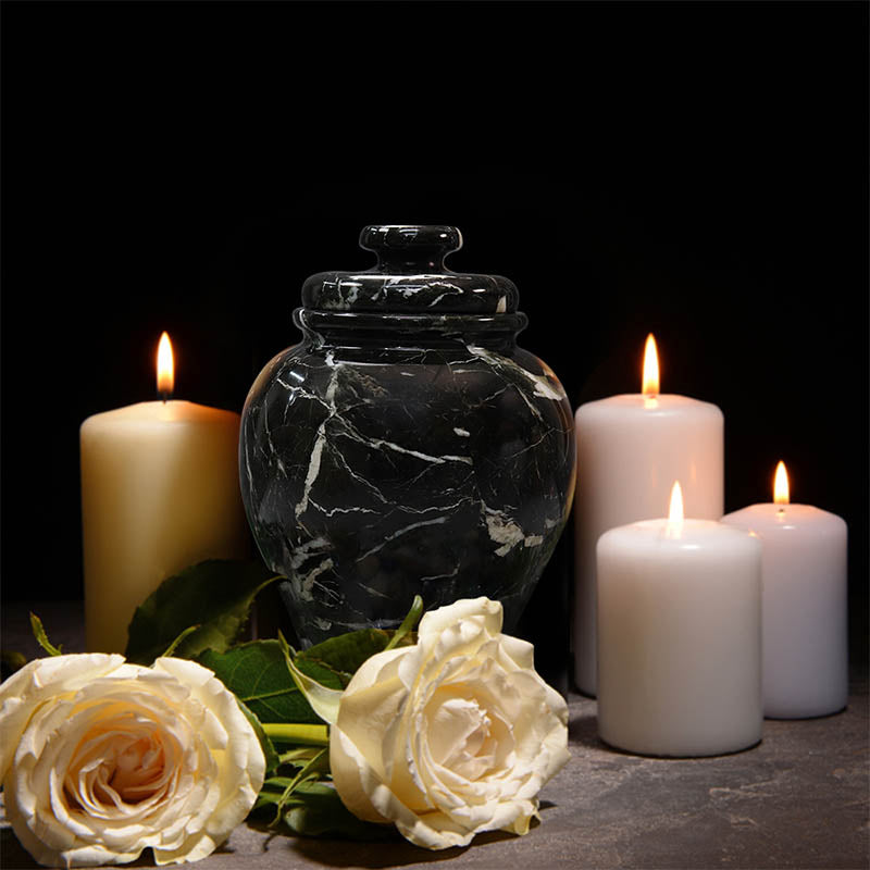 8 Inches Black Marble Classic Urn