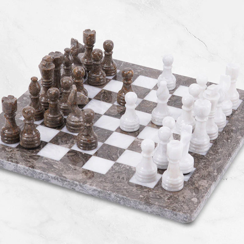 Grey Oceanic & White 12" Chess Set – Marbly Pakistan