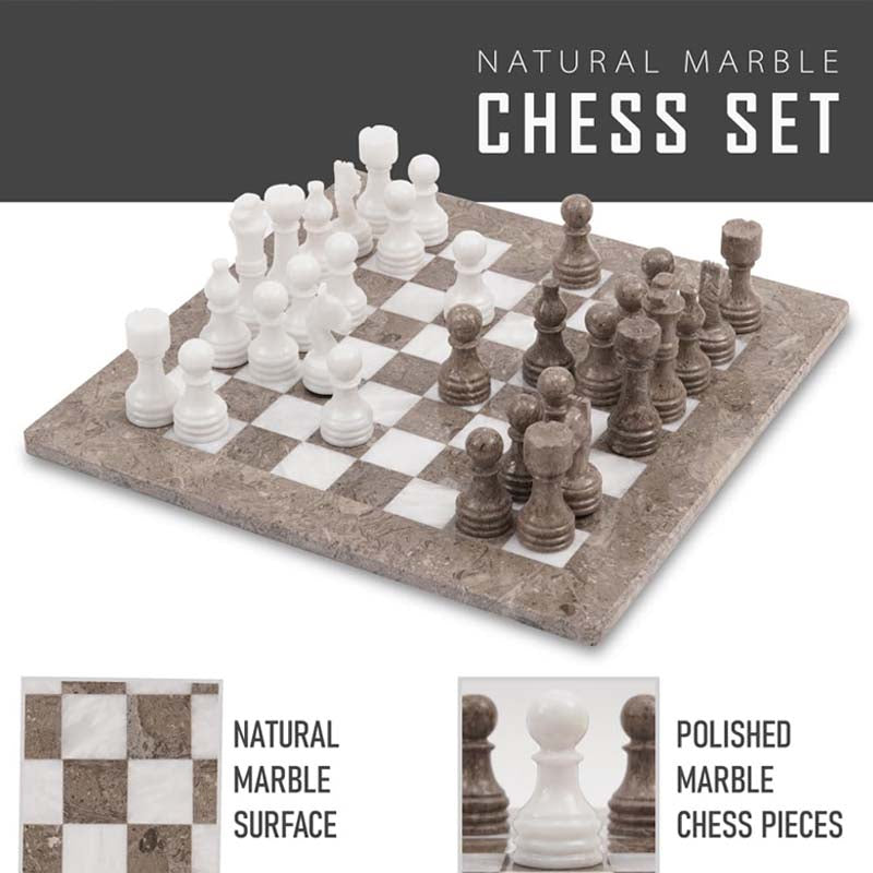 Grey Oceanic & white 15" Chess Set