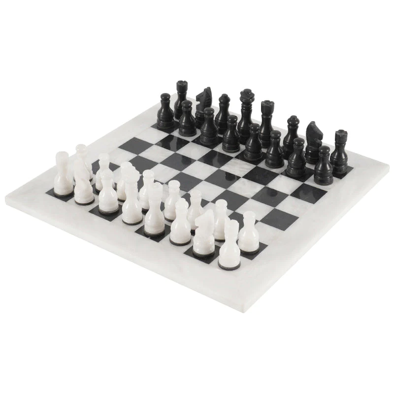 White & Black 12" Chess Set (with box) – Marbly Pakistan