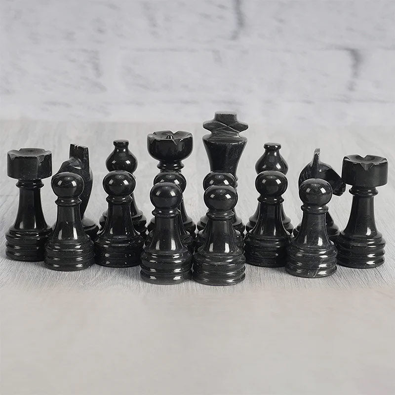 Marble Black and Marinara Chess Game Figures