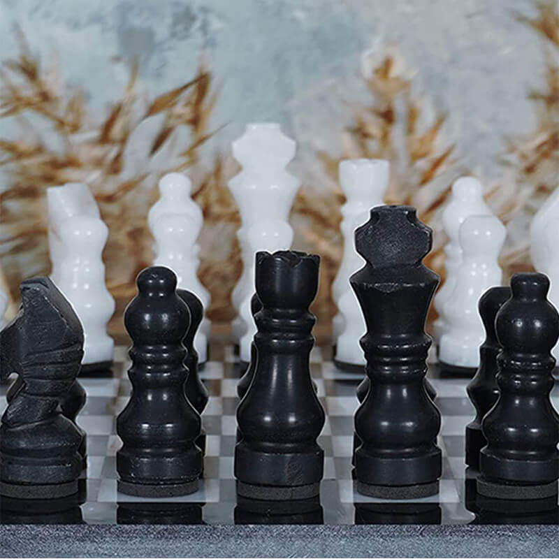Black & White 12" Chess Set (without box) – Marbly Pakistan