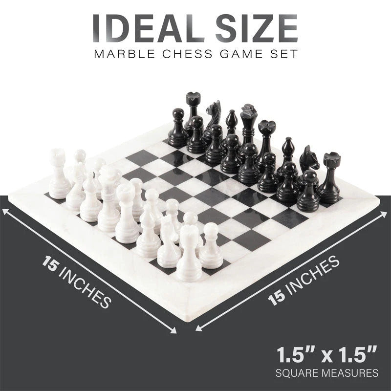 15 Inches White and Black Marble Chess Set