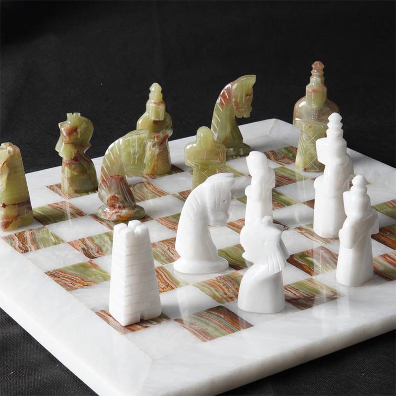 15" Signature Chess Set White & Green